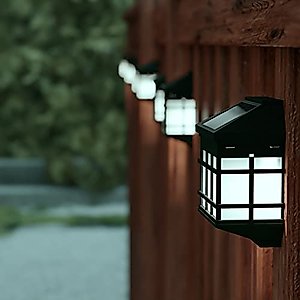 Flash Furniture DN-SL108-6-BK-GG 6 Pack Wall Mount LED Weather Resistant Decorative Powered Deck and Fencing Solar Lights, Black