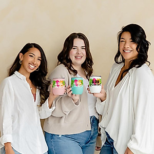 WEDDINGSTAR Personalized Stemless Travel Tumbler 12oz – Insulated Stainless Steel Wine Glass with Lid - Aloha Beaches - White