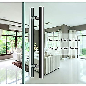 Klauer Barn Door Handle Stainless Steel Round Pipe Door Handle/Tempered Glass Door Push-Pull Handle/Sliding Barn Door Handle for Office, Hotel, Home - 3 Lengths (Size : 600×400mm) (Size : 600x400mm)