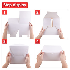 JOYIN 16 Pcs Christmas Kraft Gift Boxes, 8 x 8 x 4 In Easy Assemble Holiday Gifts Boxes with Grass Twines and Raffia Paper for Valentine's Day, Birthday, Wedding, Holiday Gift Wrapping