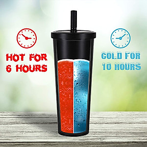 No Leak Reusable Boba Tea Cup | Tumbler in cute and unique Colors | 24 oz Large Double Wall Insulated | Wide Straw with lid and straw cleaner | Perfect for bubble milk tea or Smoothies - Blush Pink