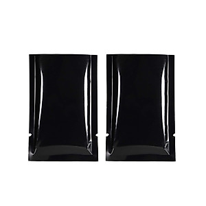 QQ Studio 100 PCS Metallic Mylar Foil Open Top Sealable Bags (7x10cm (2.7x3.9"), 100x Black)