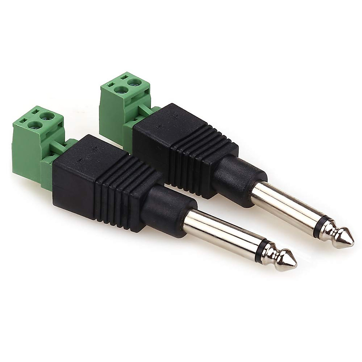 NANYI TS 1/4 Inch Jack, 6.35mm Mono Male Plug for Guitar/Speaker/Microphone Cable That can be Solderless Screw - 2 Pack