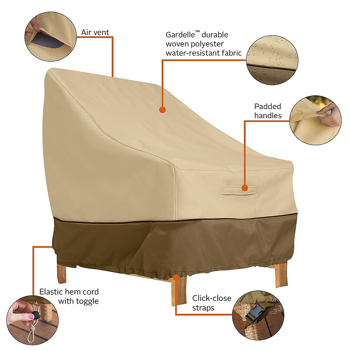 Classic Accessories Veranda Water-Resistant 38 Inch Deep Seated Patio Lounge Chair Cover, 4 Pack, Patio Furniture Covers