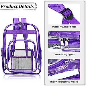 Mixweer 6 Pcs Clear Backpacks Heavy Duty Clear Bookbags 16.9" Transparent School Bag with Straps Front Pocket for Boys Girls School Stadium, Black Gray Purple