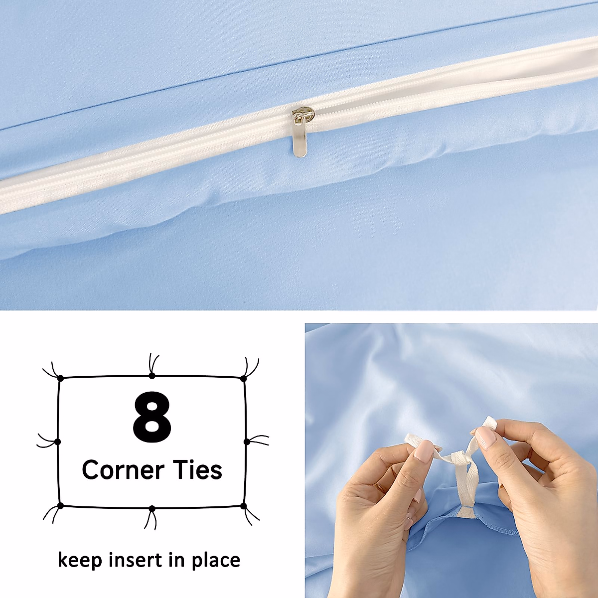 Mejoroom Lake Blue Duvet Cover Queen Size – Queen Duvet Cover Set - Soft and Breathable Comforter Cover with Zipper Closure, 3Pieces, 1 Duvet Cover (90x90”) and 2 Pillow Shams(20x26”)