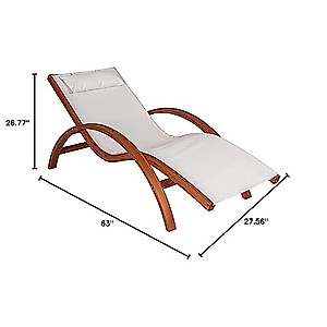 Island Umbrella NU6901 Island Retreat Bentwood Breeze Luxury Lounger with Wood Frame, Champagne