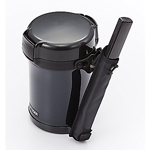 Tiger LWU-A172-KM Tiger Thermos Bottle, Insulated Lunch Box, Stainless Steel, Rice Bowl, Approx. 3 Cups, Black