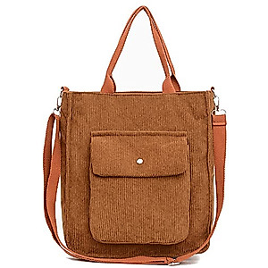 Corduroy Crossbody Bag for Women Girls,Casual Satchel Bag Large Capacity Corduroy Small Tote Bag for Work & School