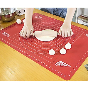 Webake Extra Large Silicone Pastry Baking Mat for Dough Rolling with Measurements 26 x 18 Inch, Non-Slip Cookie Pizza Pie Mat, Baking Sheet Liner Countertop Protector (Red)