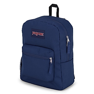 JanSport Cross Town Backpack, Navy, 17" x 12.5" x 6" - Simple Bag with 1 Main Compartment, Front Utility Pocket - Premium Accessories