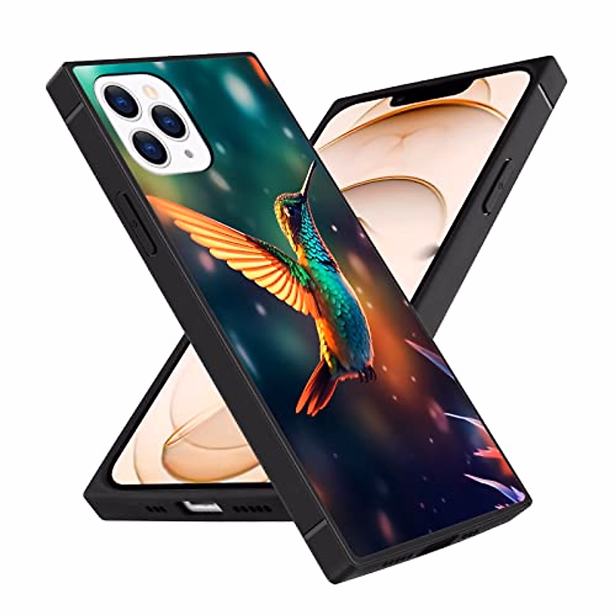 KOLHUBI Case Compatible with iPhone 13 Pro Max Designer Hummingbird Art-067 Metal-Plated Protective Cover Unique Design Suitable for Wireless Charging iPhone 13 Pro Max Fashion Pattern