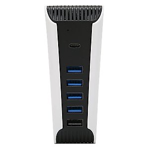 5 in 1 USB Hub High‑Speed Expansion Adapter with USB3.0 Type‑C Ports for Console,with Stable ,1 x USB + 1 x Type‑C (Male) to 5 x USB + 1 x Type‑C (Female)