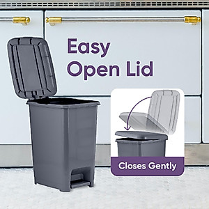 Superio Slim Trash Can with Foot Pedal – 2.5 Gallon Step-On Trash Can, Garbage Can, Small Trash Can for Bathroom, Kitchen, Office, Patio, or Backyard – Onyx Grey