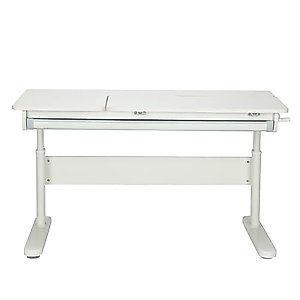 FCD Kids Desk, Wooden Adjustable Height Ergonomic Study Desk with Tiltable Desktop, Pull Out Storage Drawer for Kids 4-13 (Bookshelf Not Included)