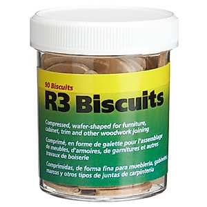 wolfcraft 2995404 Compressed Wafer Shaped Wood Joining Biscuits for Joining Wood Pieces, #R3, 90 Piece Jar