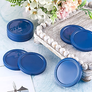 48 Pcs Yogurt Jar Lids Plastic Yogurt Container Lids Compatible with Oui Yogurt Jar Sealed Replacement Covers for Yogurt Jars Reusable Jar Lids Compatible with Oui Yogurt for Glass Container Jar, Blue