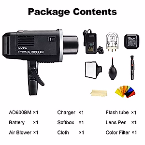 Godox AD600BM Bowens Mount 600Ws GN87 High Speed Sync Outdoor Flash Strobe Light with 2.4G Wireless X System, 8700mAh Battery to Provide 500 Full Power Flashes Recycle in 0.01-2.5 Second