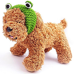 Quiet Ear Small Cats Dog Frog Costume Hats Pet Headband Buttoned Handmade Knitted (Headgear)