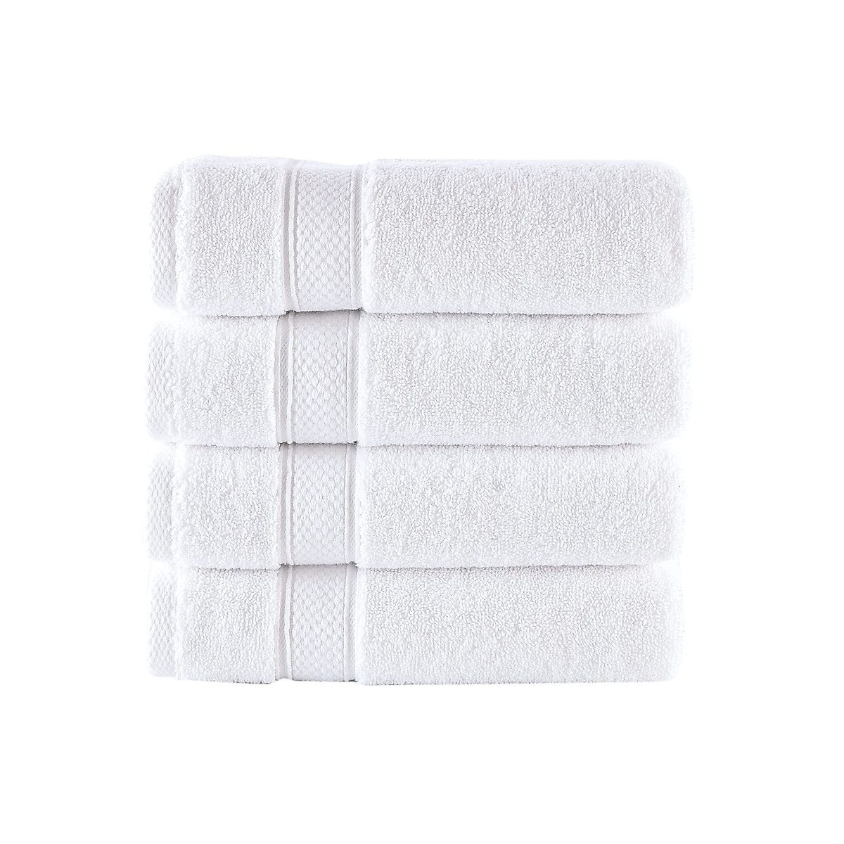 NOVA Luxury Linen - Hotel Quality Turkish Towel Set for Bathroom (4 Pcs Hand Towel Set, Pure White)