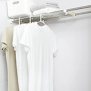 DAHOOMII Adjustable Closet Shelf Divider Tension Rod Expandable Clothes Storage Hanger Coat Rack DIY Stainless Steel 69-91.5cm/27.17inch-36.02inch 0778 -10 0