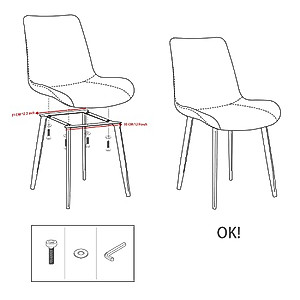 Ironalita Dining Chairs, Modern Chairs Set of 6 Black Chairs, Faux Leather Chairs with Metal Leg, Comfortable Kitchen Chairs for Dining Room Living Room Kitchen Bedroom Cafe Bistro Restaurant