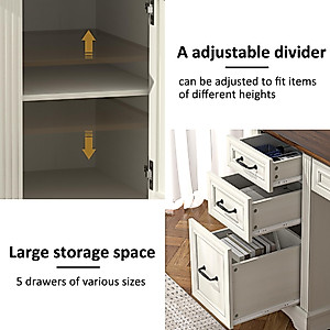 AHB 58" Executive Desk, Home Office Desk with Drawers and Cabinet, Wooden Workstation with Storage, Farmhouse Desk for Writing, Studying, Working