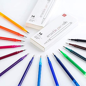 ParKoo Gel Ink Refills Compatible with FriXion and Friction Erasable Gel Pens, Fine Point 0.7 mm, 14 Colors