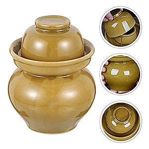 KOAIUS 1kg Terracotta Traditional Chinese Fermenting Jar Stoneware Pickles Jar with Water Sealed Airlock Lid Ceramic Food Canister Bottle for Pickling Kimchi Sauerkraut jar