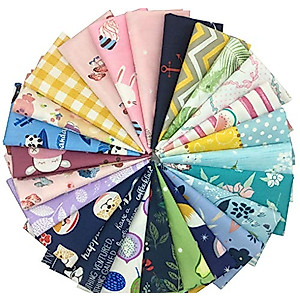 longshine-us 25pcs 12 Inch x 12 Inch No Repeat Design Premium Cotton Craft Fabric Bundle Squares Patchwork Lint DIY Sewing Scrapbooking Quilting Dot Pattern Artcraft