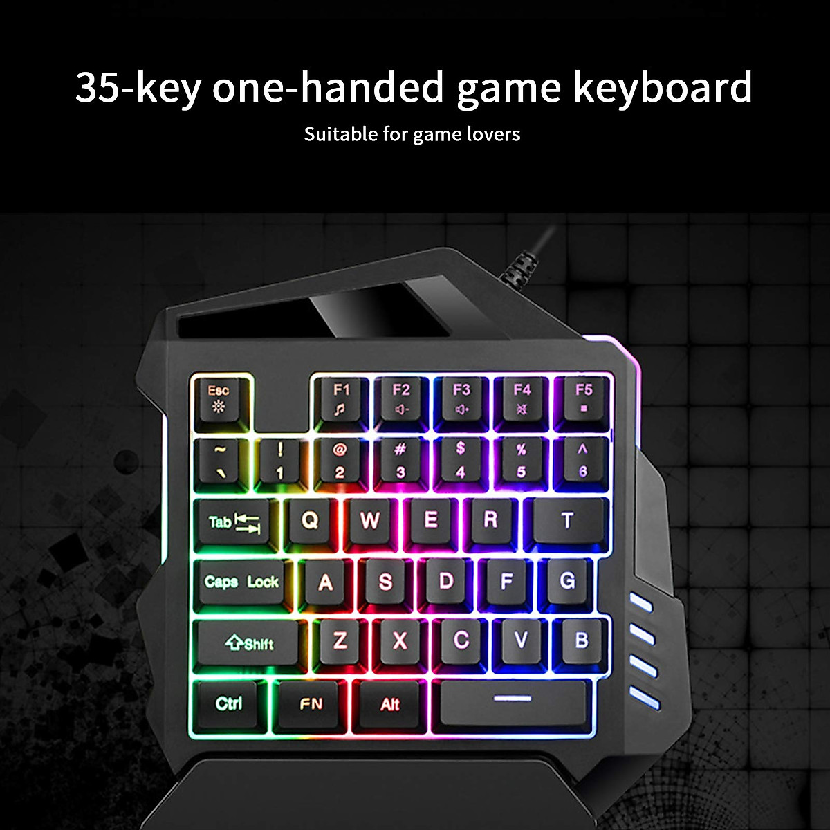 214 Gaming Keyboard,35 Keys Wired Ergonomic One?Handed Mechanical Keyboard,Plug and Play USB PC Game Keyboard with RGB Backlit,for Win2000/Win8/Win XP/Vista/for Android