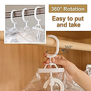 5PCS Large Hanging Vacuum Storage Bags, Reusable Space Saver Vacuum Seal Storage Bags for Clothing with Hand Pumps, Hanging Sealer Bags for Coats, Suits, Jackets and Quilts (27"×44")