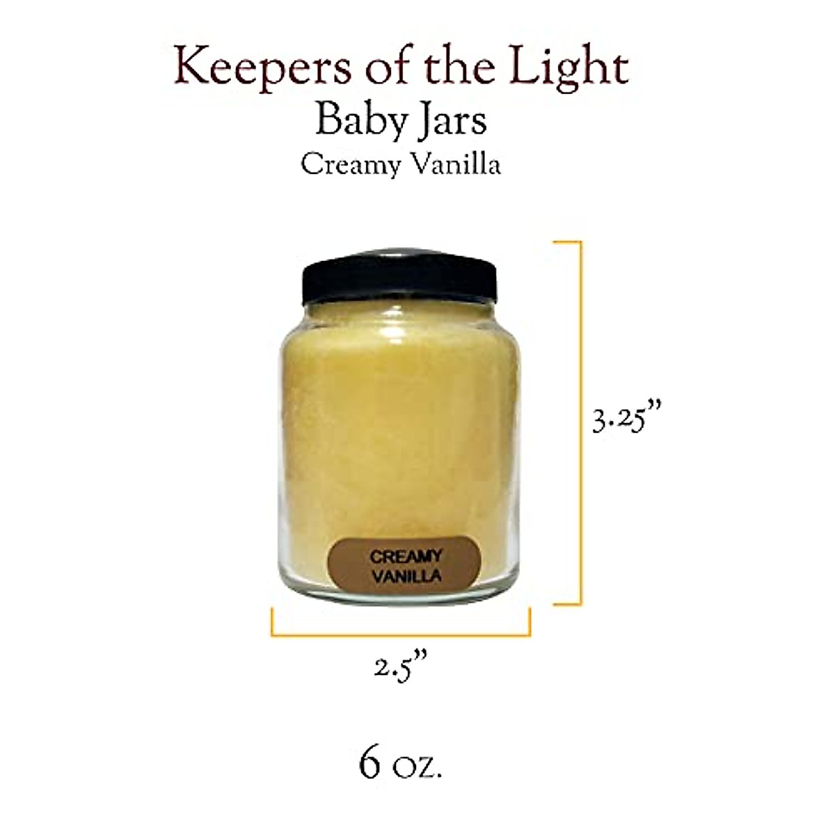 A Cheerful Giver - Creamy Vanilla Baby Scented Glass Jar Candle (6oz) with Lid & True to Life Fragrance Made in USA