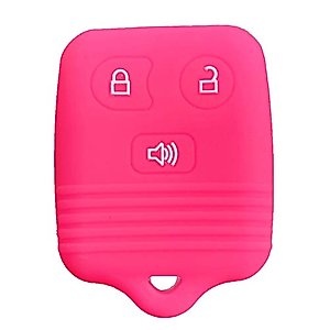 Rpkey Silicone Keyless Entry Remote Control Key Fob Cover Case protector Replacement Fit For Ford Lincoln Mercury Mazda CWTWB1U331 GQ43VT11T CWTWB1U345 8L3Z15K601B 8L-3Z-15K-601B(Rose red)