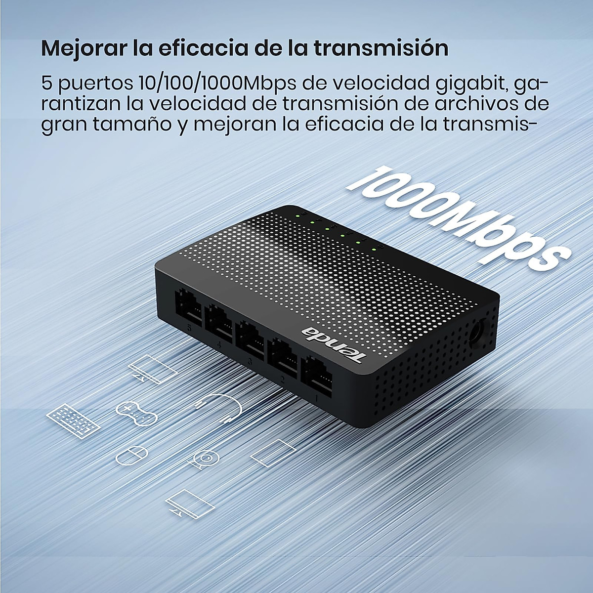 Tenda SG105, 5 Port Gigabit Switch, Unmanaged Home Ethernet Switch, Office Ethernet Splitter, Plug & Play, Plastic Case, Desktop/ Wall-Mount, Fanless Quiet, Limited Lifetime Protection