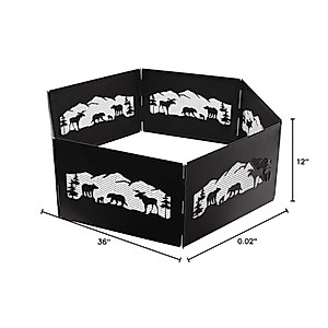 Blue Sky Outdoor Living 36" x 12" Zion Portable Folding Fire Ring, Steel Mesh Foldable Fire Ring, Northern Woods, Black