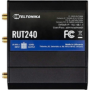 Teltonika RUT24002U000 Model RUT240 Industrial 3G/4G LTE Cellular Router for Verizon; Automatic Switch to Available Backup Connection; Wireless Access Point with Hotspot Functionality