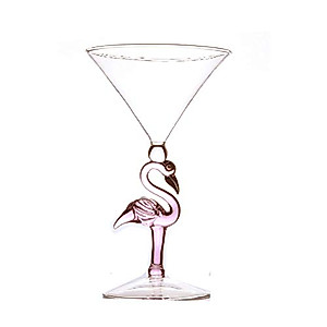 Creative Pink Flamingo Cocktail Martini Goblet Glass Cool Tableware Unique Bar Wine Set (2, 330ml wine glass)