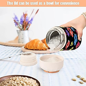 CUPADA Colorful Animal Human Paw Food Jar for Hot and Cold, Insulated Food Jars Vacuum 17OZ with Folding Spoon for Work Trip Picnic Camping