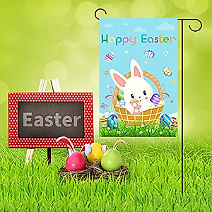 WEBSUN Happy Easter Day Garden Flag Double Sided 12 x 18 Inch, Polyester Easter Garden Flag for Outdoor Yard & Home Decorations