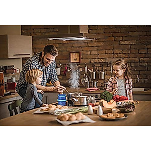 BLUE ELE Leakproof, Vacuum Insulated Thermos Hot Lunch Containers with Ceramic-Coated Stainless Steel, Easy Grip Lid, and Folding Spoon, 13.5oz, Deep Blue