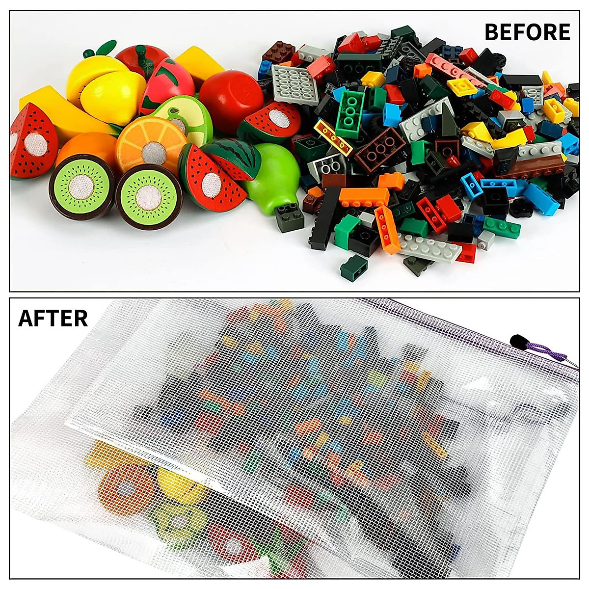 EOOUT 24pcs Mesh Zipper Pouch, Zipper Bags, Document Bag with Label Pocket, Plastic Zip File Folders, 16.9x12 in A3 Size, Puzzle Bags for Organizing, for Board Game School Office Supplies Home Storage