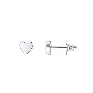 PAVOI Rhodium Plated 925 Sterling Silver Dainty Heart Earrings - Gold Stud Earrings for Women - Valentine's Day Jewelry Gifts