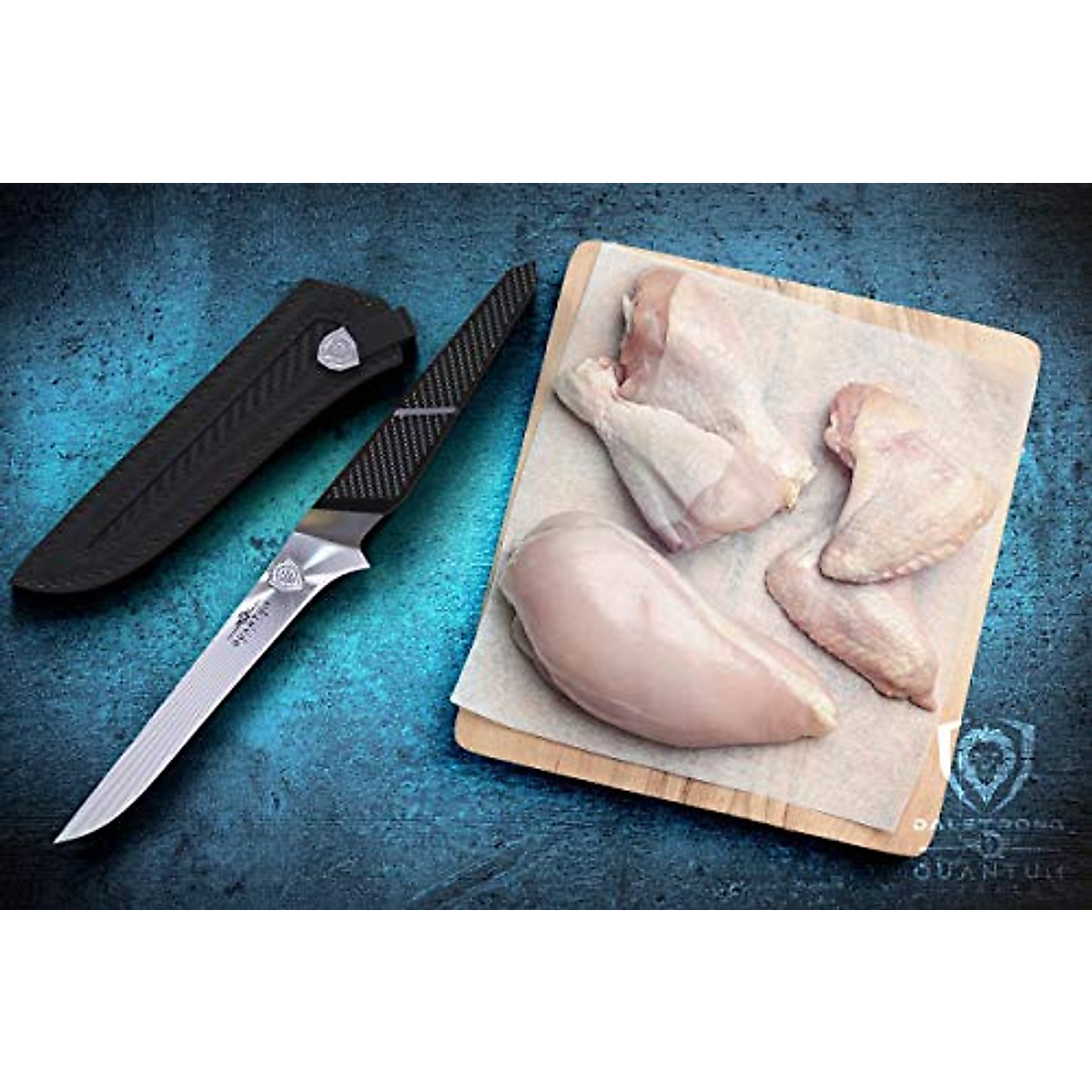 Dalstrong Boning Knife - 6 inch - Quantum 1 Series - Ultra-Sharp - American Forged BD1N-VX Hyper Steel - Carbon Fibre G10 Hybrid Handle - Premium Kitchen Knife - Leather Sheath