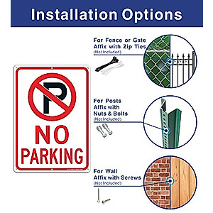 No Parking Sign With Symbol Sign (4 PACK), 14 x 10 Inches Reflective .40 Rust Free Aluminum, UV Protected, Weather Resistant, Waterproof, Durable Ink，Easy To Mount