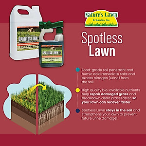 Nature’s Lawn & Garden - Spotless Lawn Dog Spot Aid - Revive and Protect Your Lawn from Dog Urine Burn - Remediate Spills and Road Salt Damage - Pet Safe - 1 Qt w/ Hose-end Sprayer