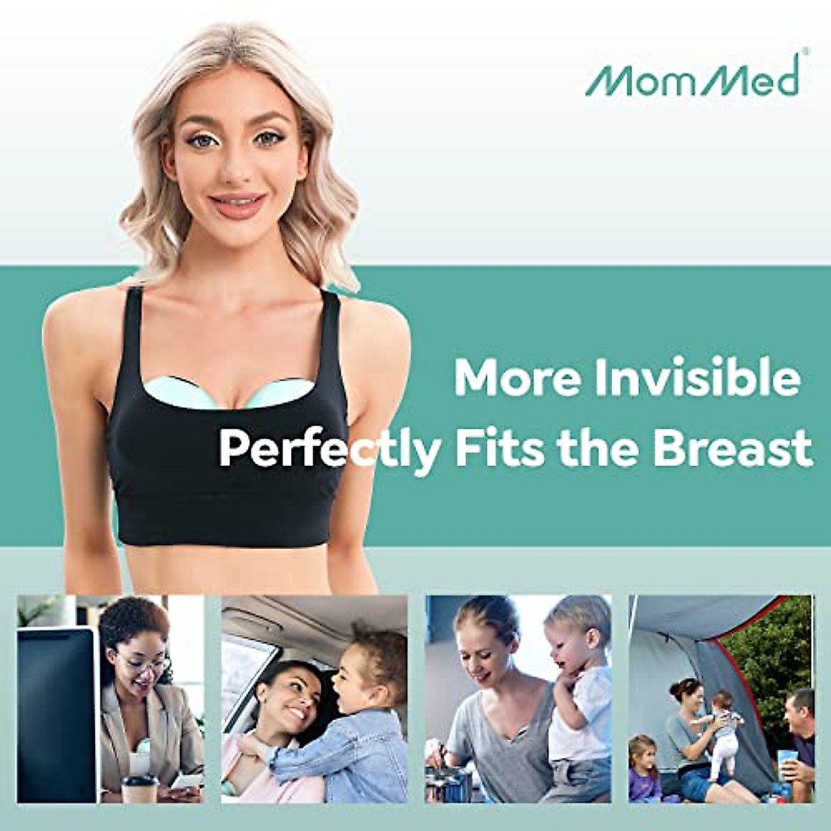 MomMed Double Wearable Breast Pump, Hands-Free Electric Breast Pump with 3 Mode 12 Levels, Leak-Proof Design & Low Noise, 27mm All-in-One Painless Breastfeeding Breast Pump, Extra 24mm Flange Inserts