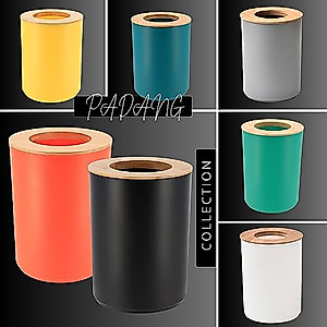 Evideco French Home Goods Black Bathroom Trash Can Padang Bamboo Top 1.3 Gal - Stylish and Sustainable 5L Waste Solution