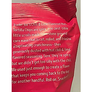 Trader Joe's Rolled Corn Tortilla Chips - Chili & Lime Flavored - Gluten Free - NET WT. 9Oz (255g) - Pack of 2 Bags