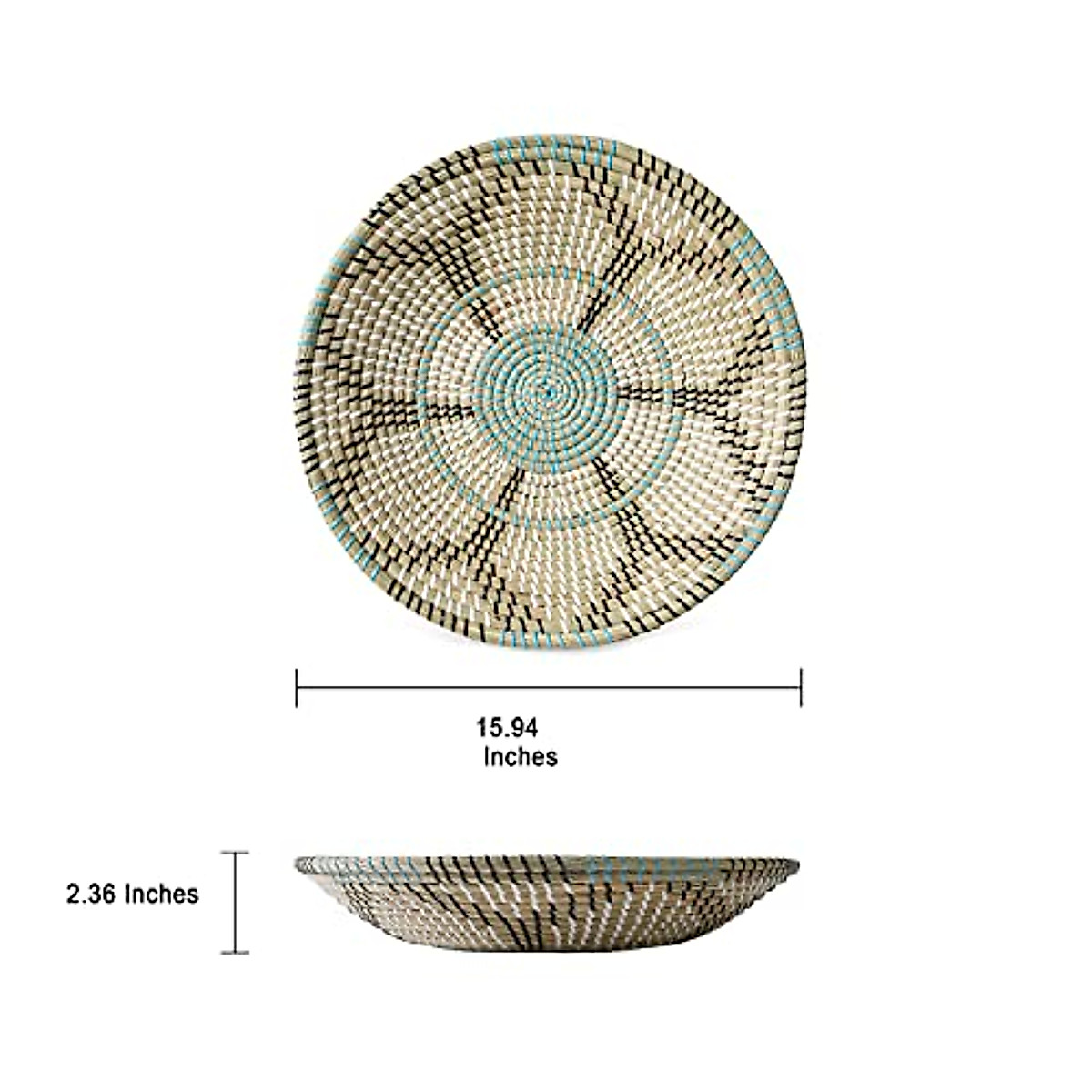 Kiwi Homie Round Woven Seagrass Wall Decor Basket Trays, Flat Natural Boho Baskets Handmade For Living Room, Decorative Wicker Wall Bakets For Unique Hanging Wall Art (15.94, Camellia)